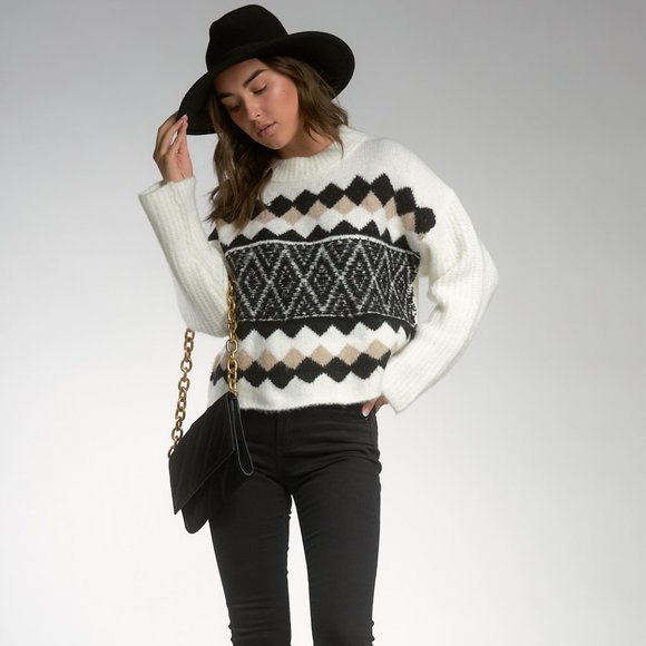 Elan | Sweaters | Elan Womens Printed Crew Neck Sweater | Poshmark